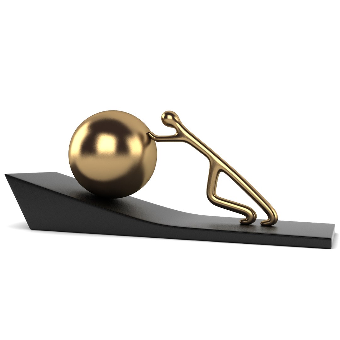 3d Sculpture Pushing Man Model