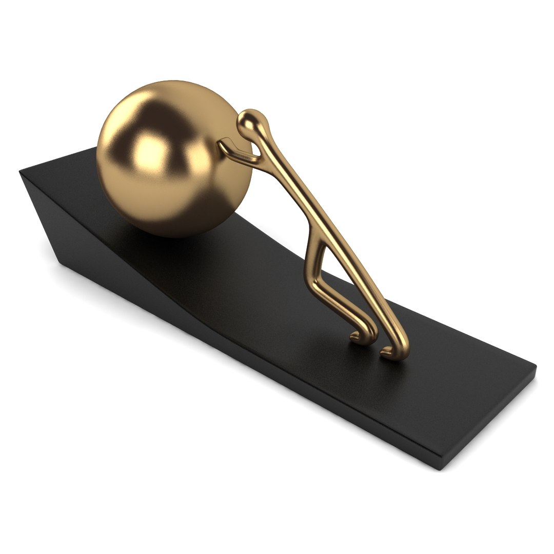 3d Sculpture Pushing Man Model