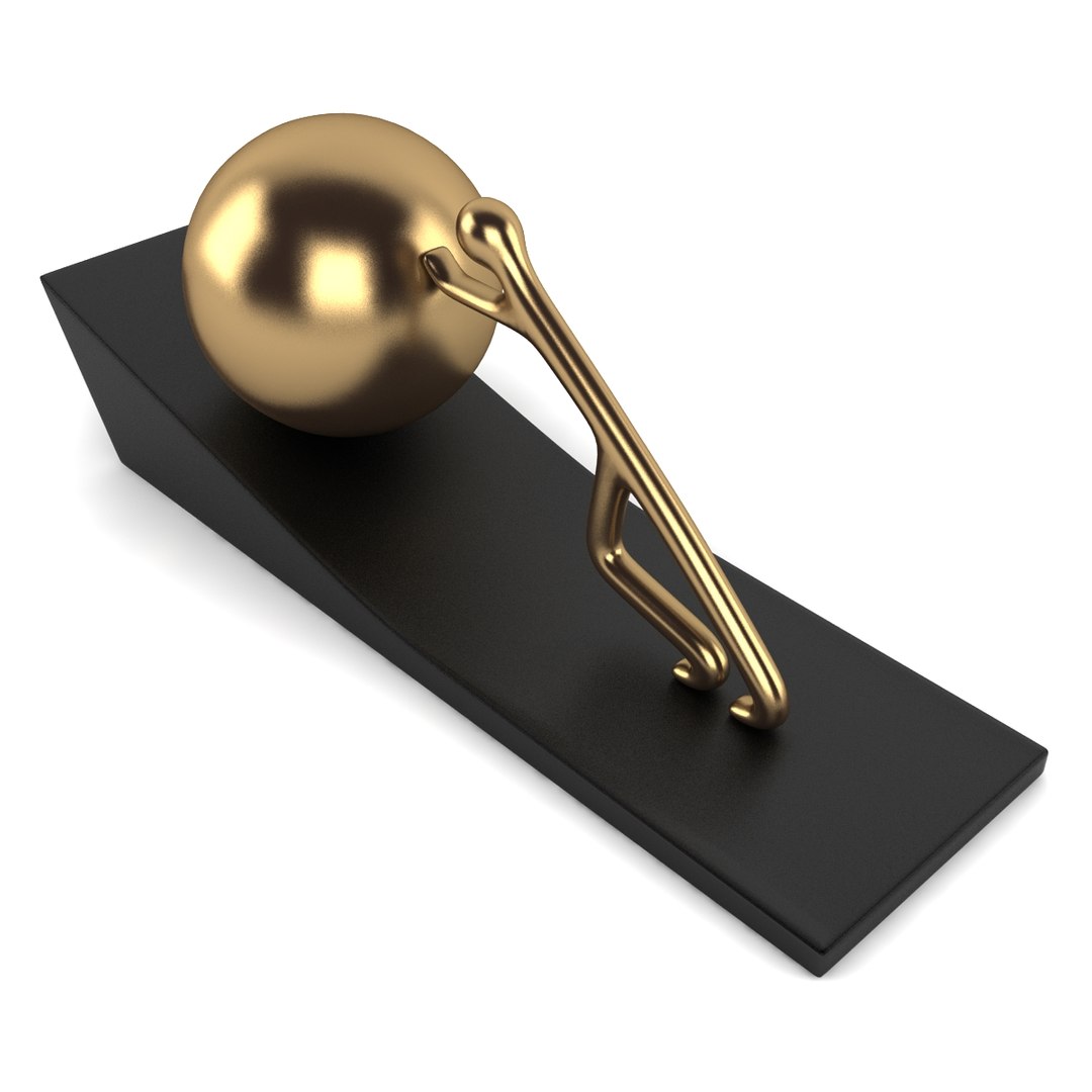 3d Sculpture Pushing Man Model