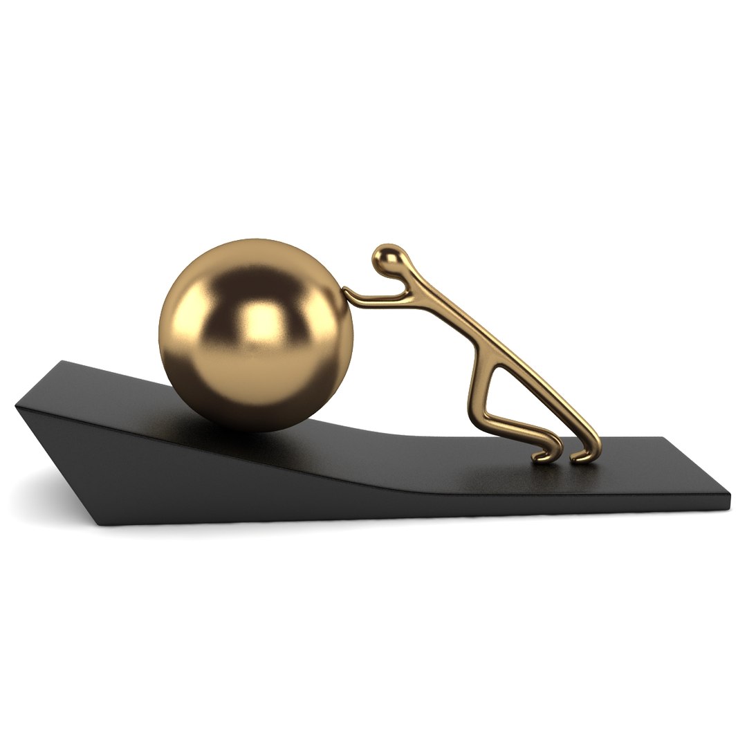 3d Sculpture Pushing Man Model