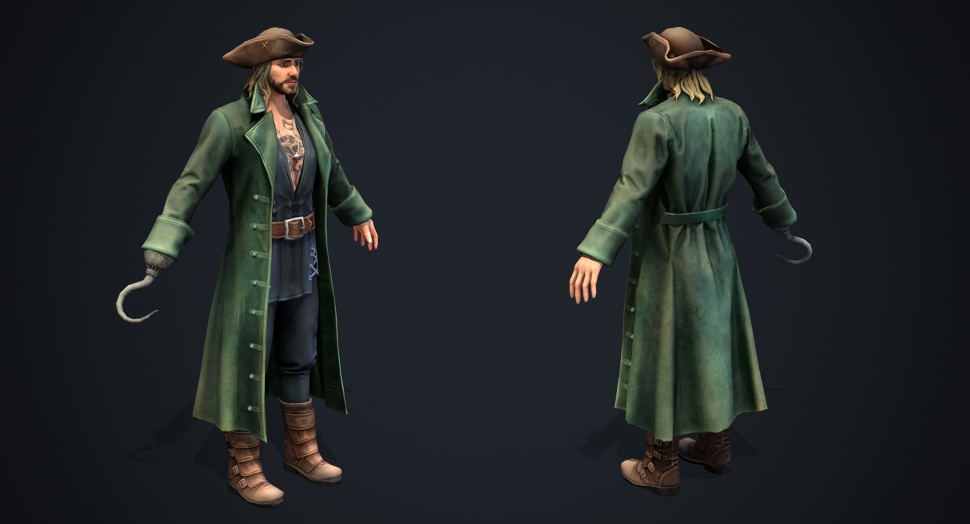 Real-time Rigged Pirate Green 3D Model - TurboSquid 1244573