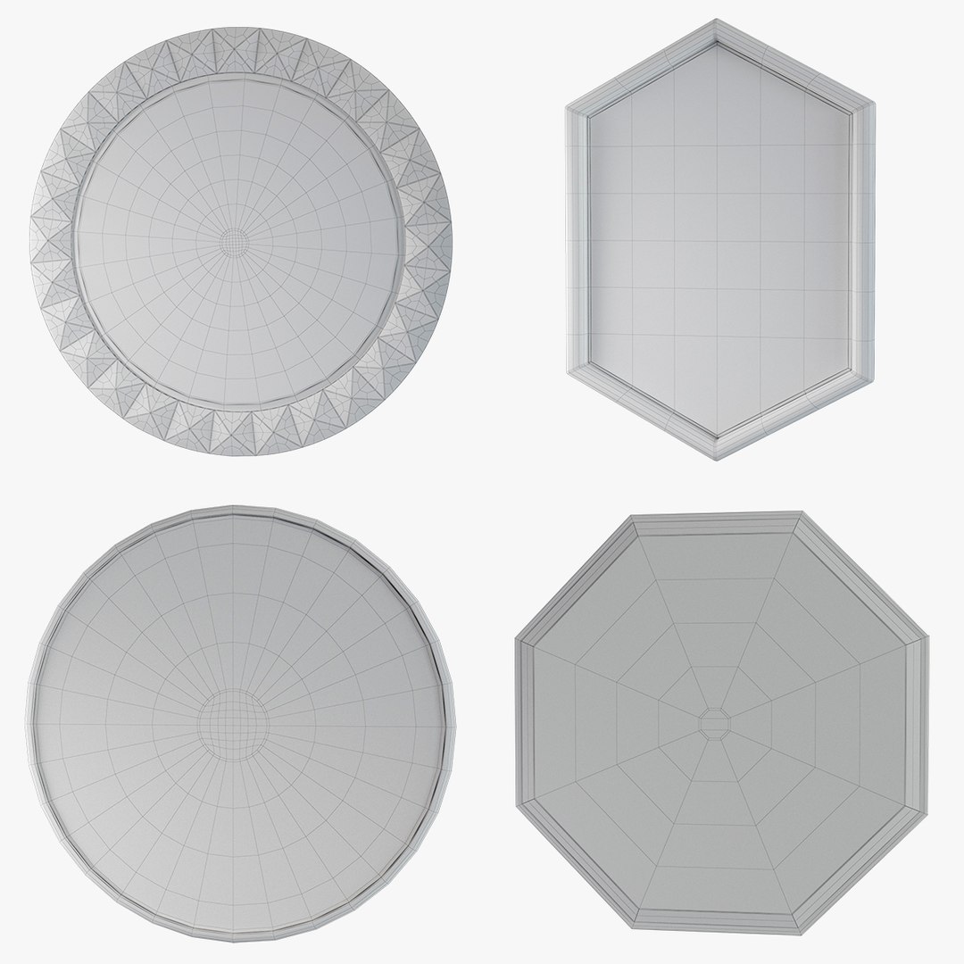 3D mirrors set 4 items - TurboSquid 1403321