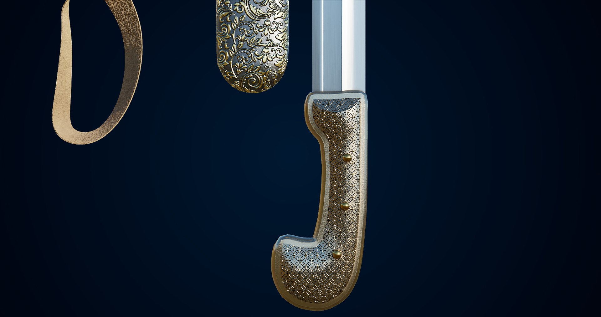 3D Sword GameReady PBR Unity UE Arnold V-Ray Textures Included Model ...