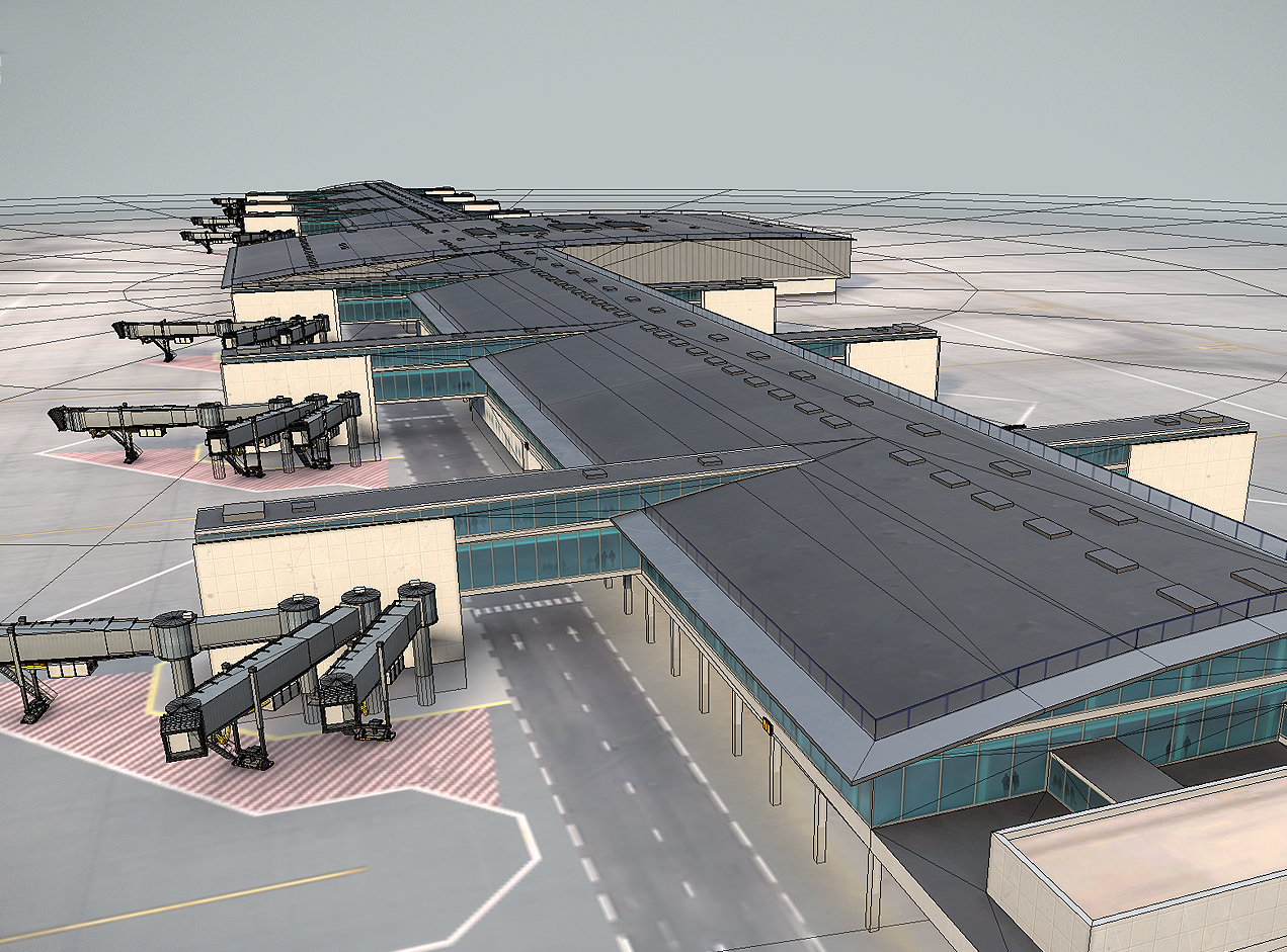 low-poly airport terminal max