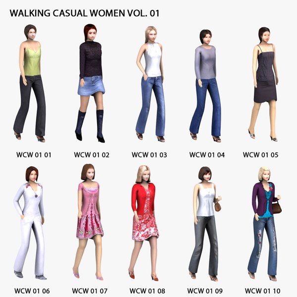walking casual women 3d model