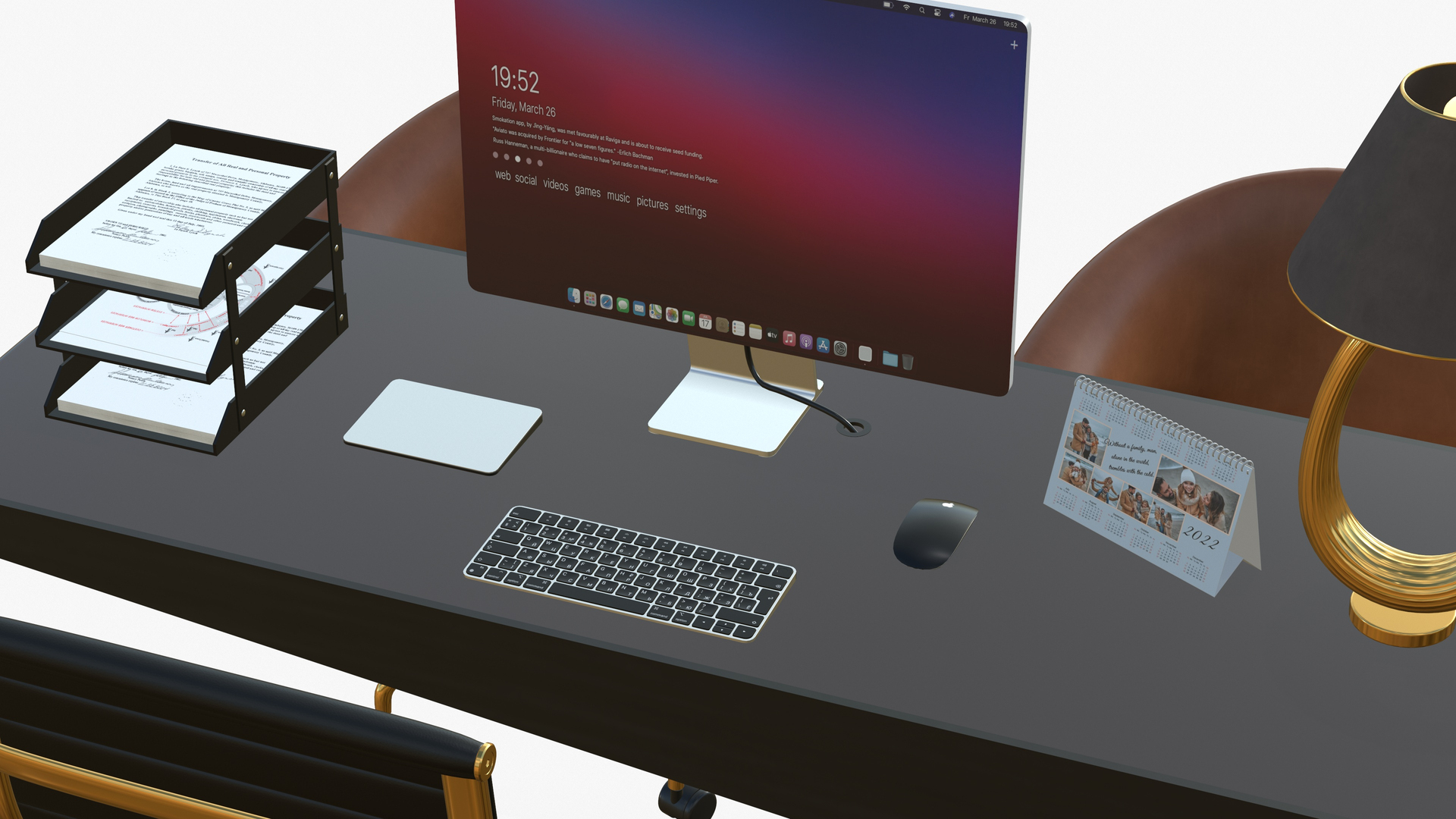Office Chair With Desktop Computer 3D - TurboSquid 1934827