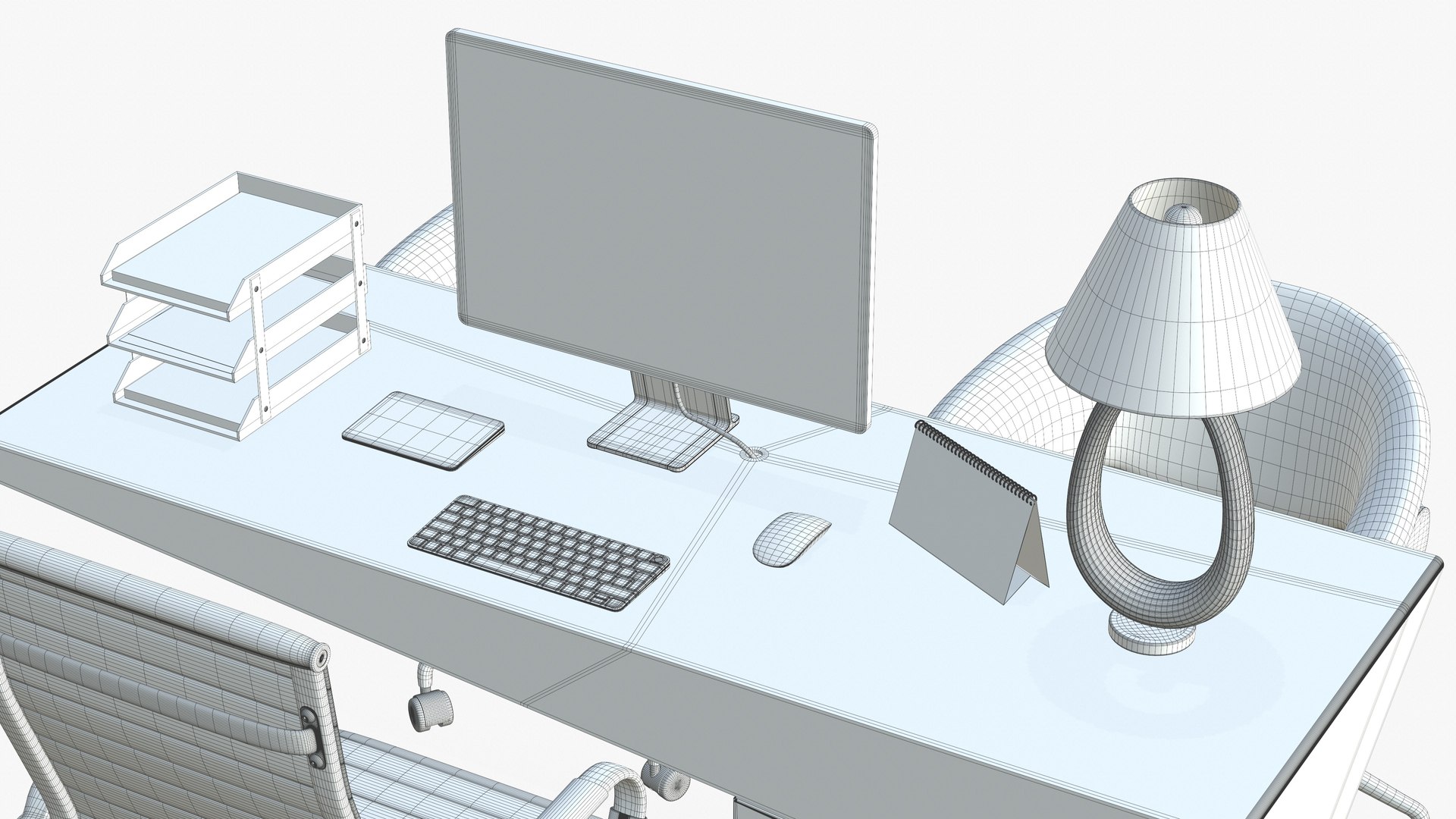 Office Chair With Desktop Computer 3D - TurboSquid 1934827
