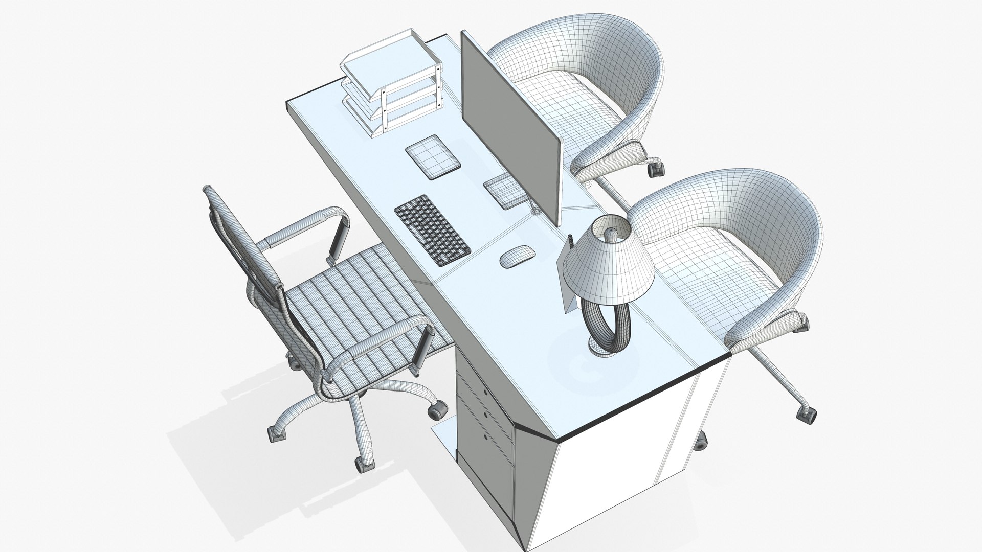 Office Chair With Desktop Computer 3D - TurboSquid 1934827