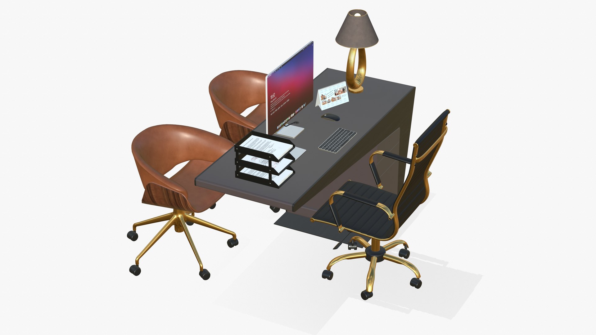 Office Chair With Desktop Computer 3D - TurboSquid 1934827