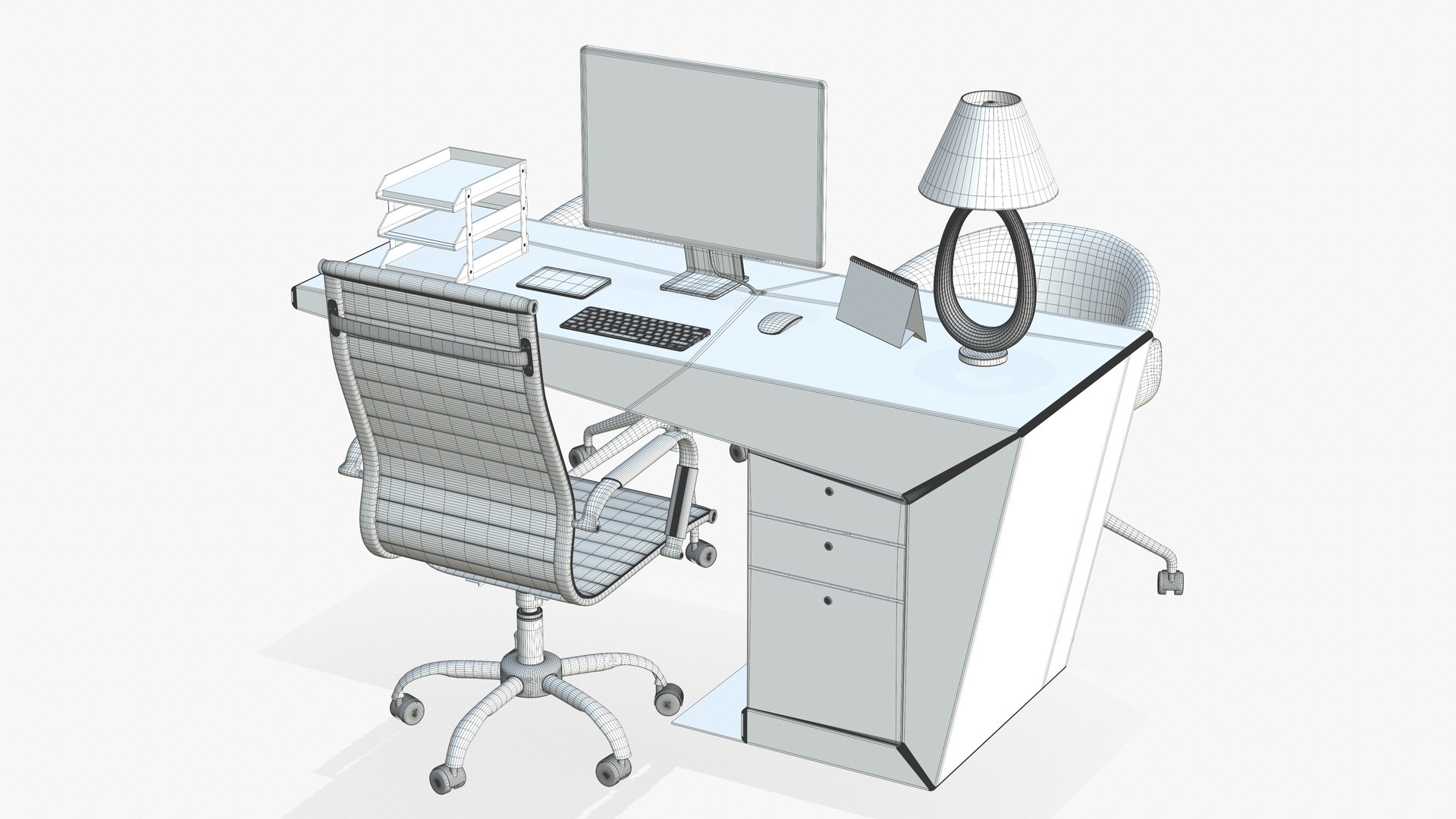 Office Chair With Desktop Computer 3D - TurboSquid 1934827