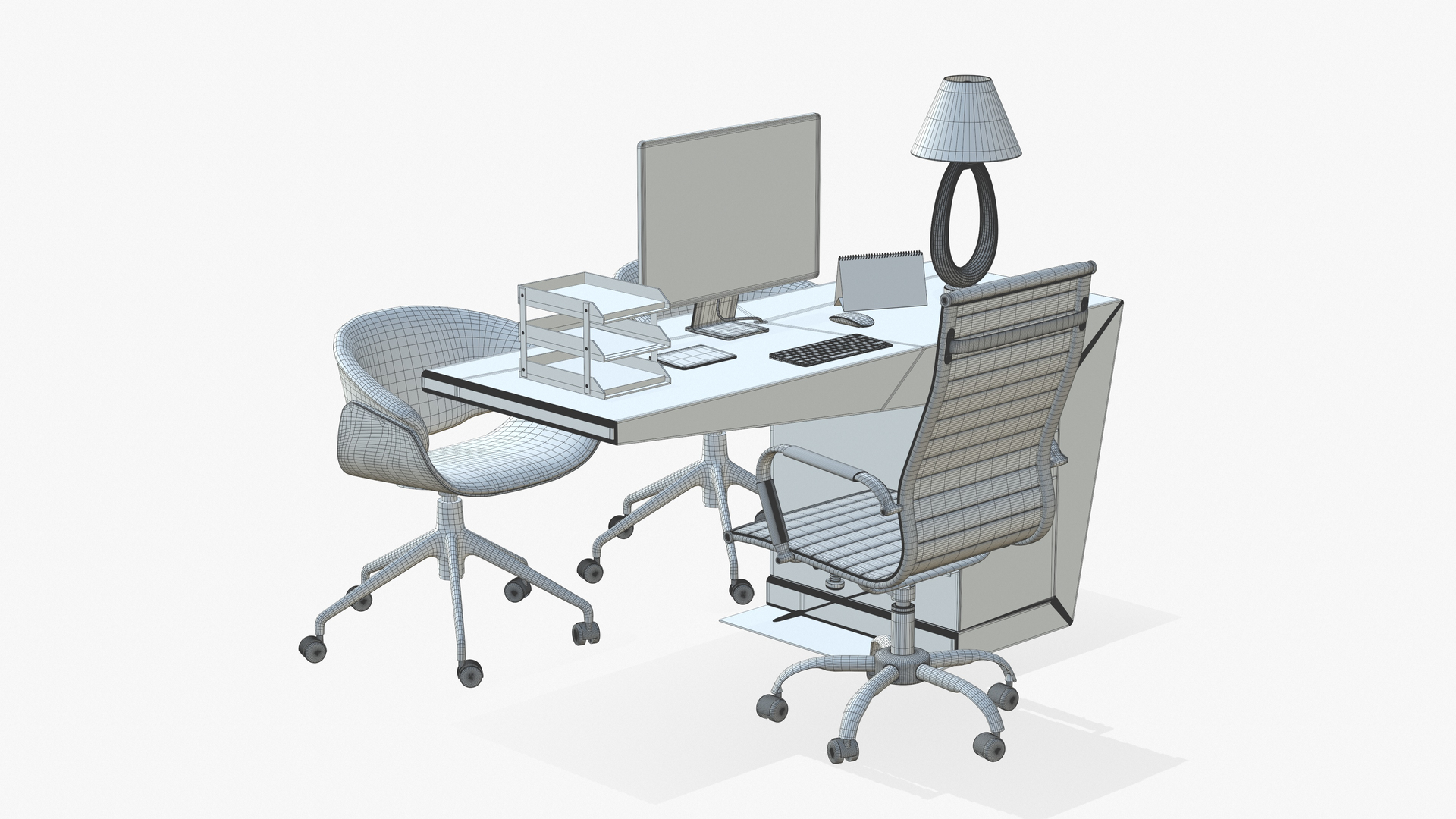 Office Chair With Desktop Computer 3D - TurboSquid 1934827