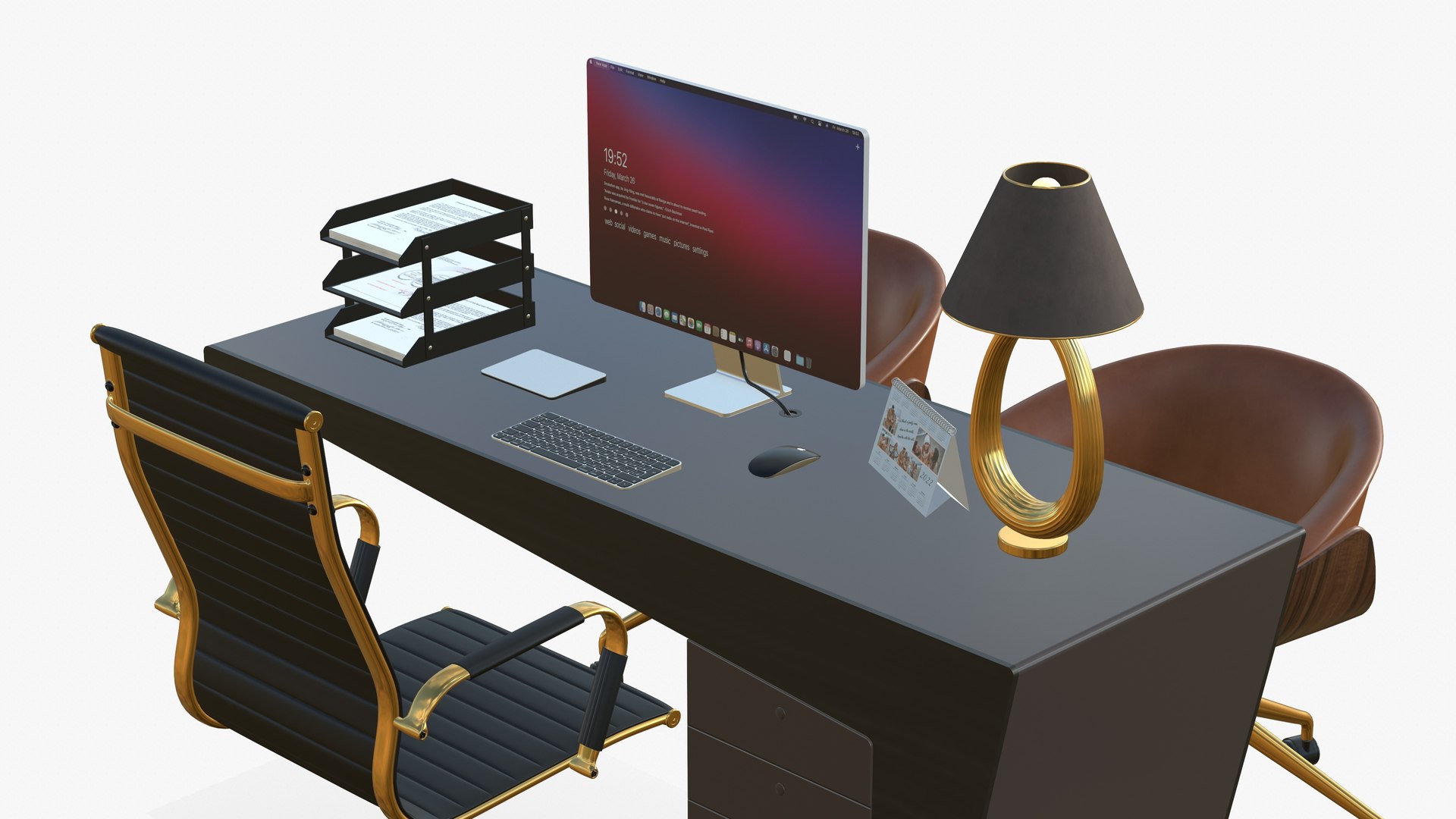 Office Chair With Desktop Computer 3D - TurboSquid 1934827