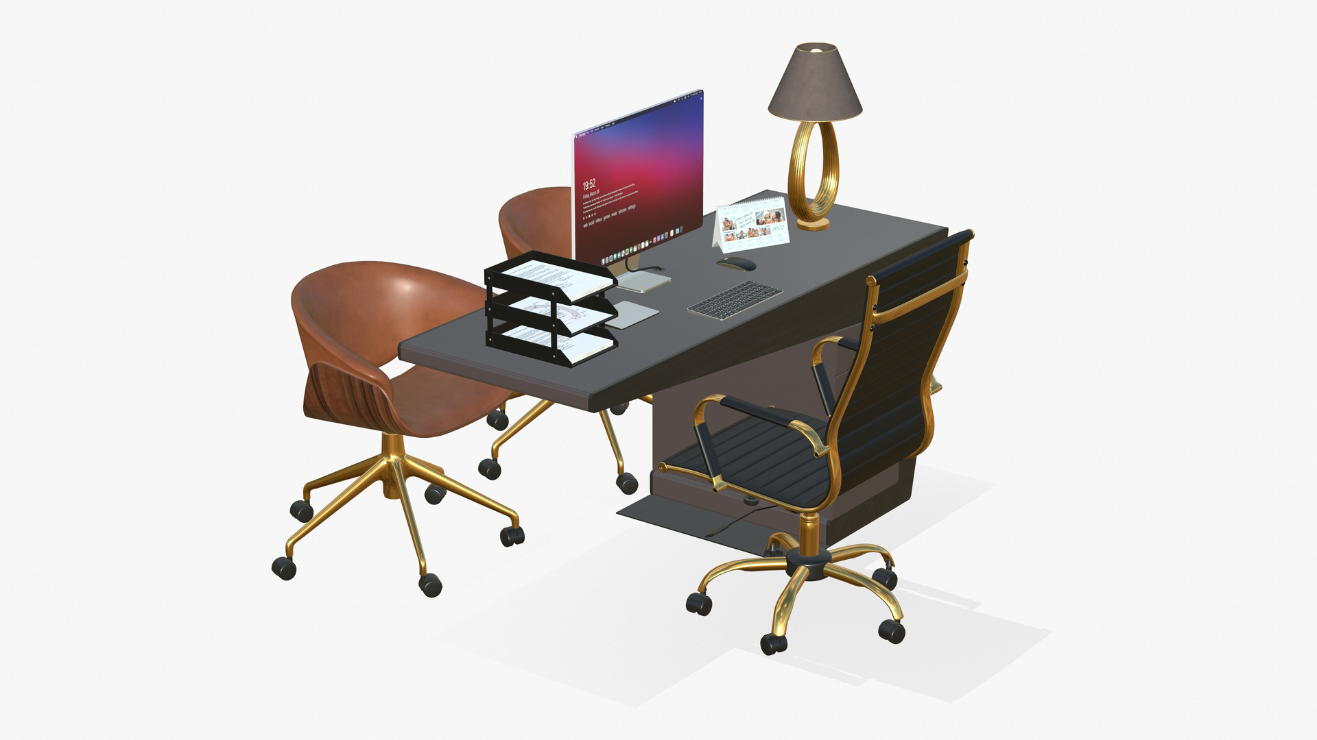 Office Chair With Desktop Computer 3D - TurboSquid 1934827