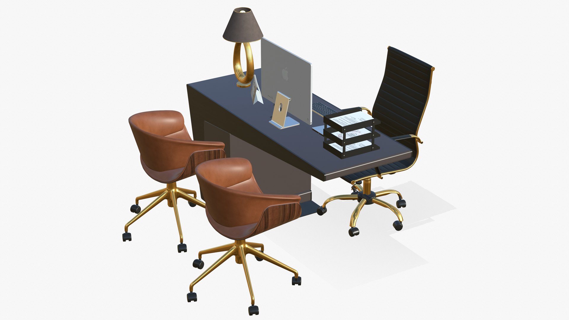 Office Chair With Desktop Computer 3D - TurboSquid 1934827