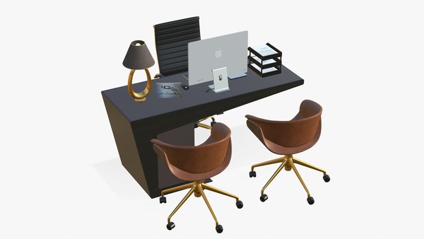 Office Chair With Desktop Computer 3D - TurboSquid 1934827