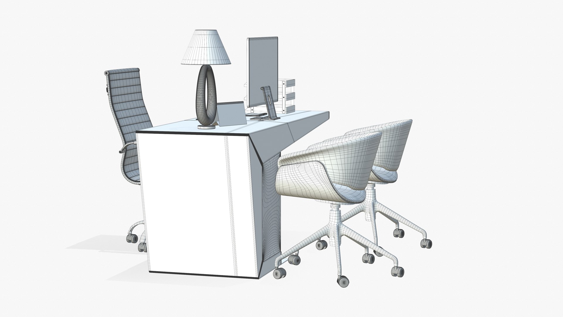 Office Chair With Desktop Computer 3D - TurboSquid 1934827