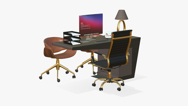 Office Chair With Desktop Computer 3D - TurboSquid 1934827