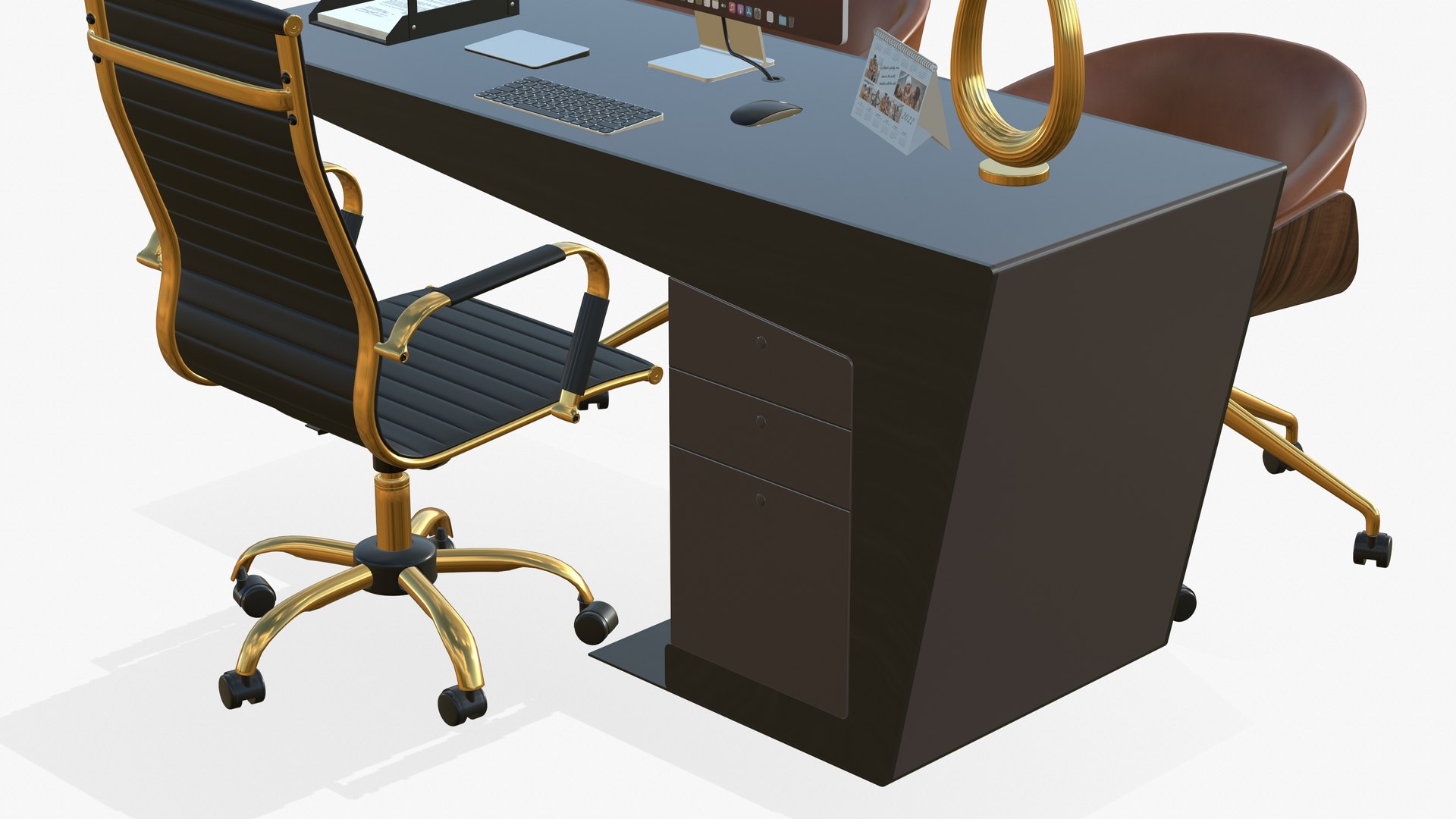 Office Chair With Desktop Computer 3D - TurboSquid 1934827