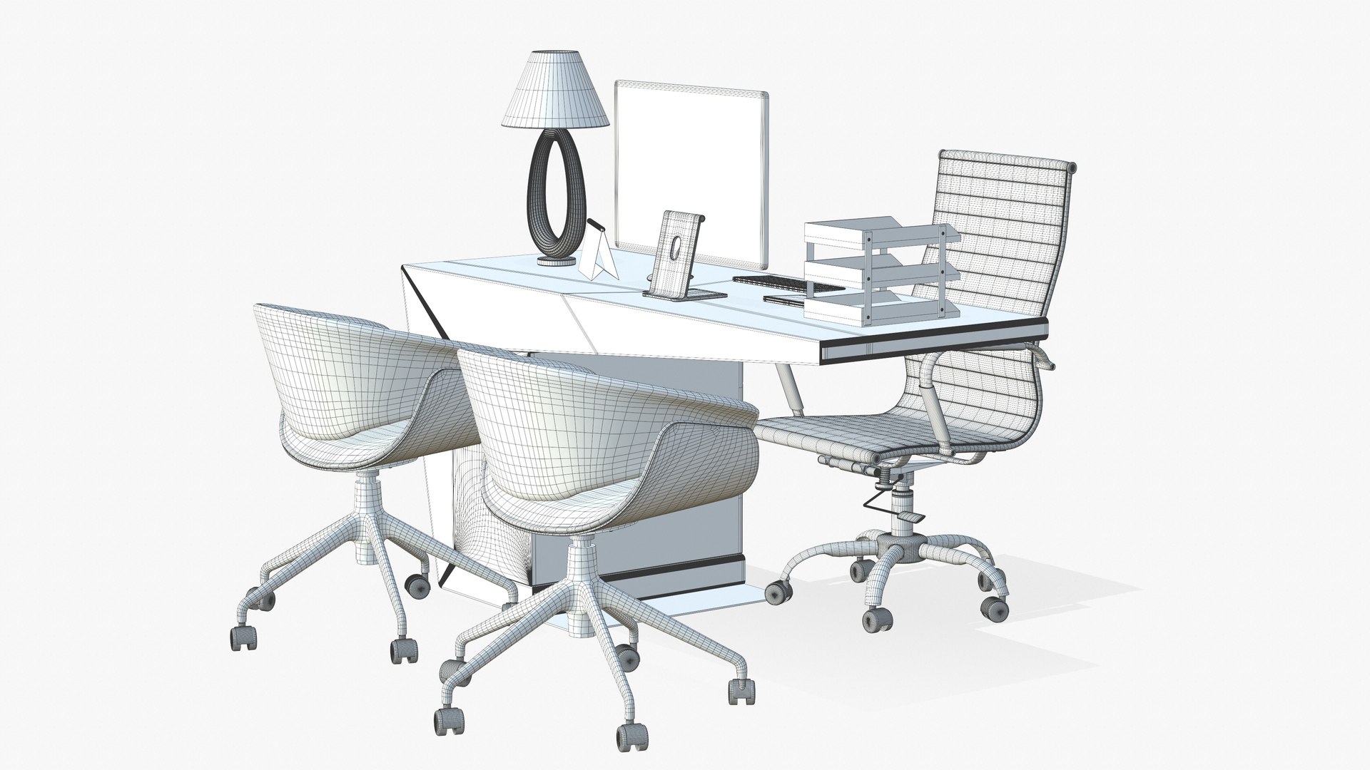 Office Chair With Desktop Computer 3D - TurboSquid 1934827