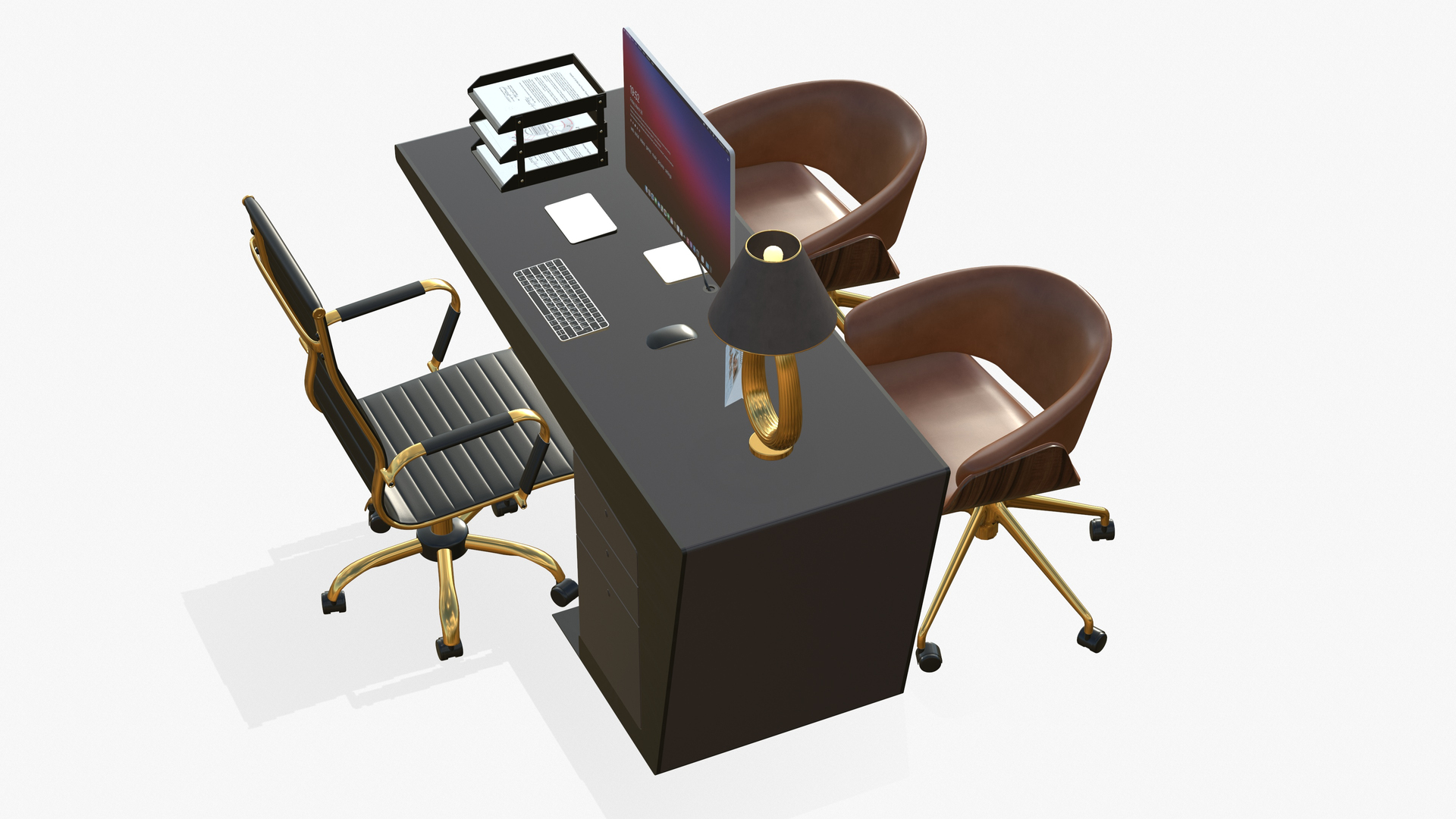 Office Chair With Desktop Computer 3D - TurboSquid 1934827