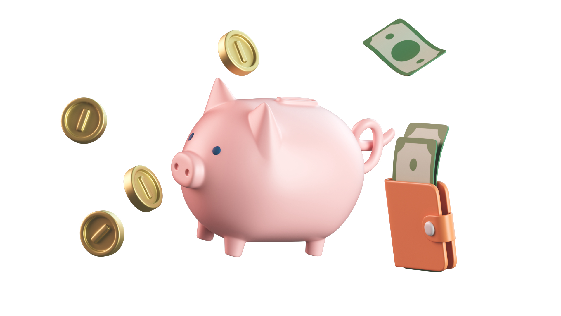 3D Cuttest Piggy Bank With Wallet Cash Coins Model - TurboSquid 2017729