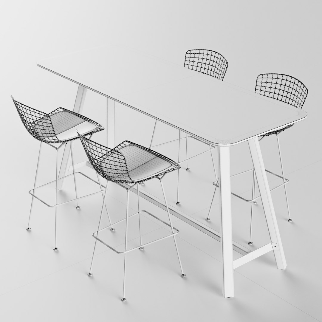 3D knoll bertoia barstool tables - TurboSquid 1568308