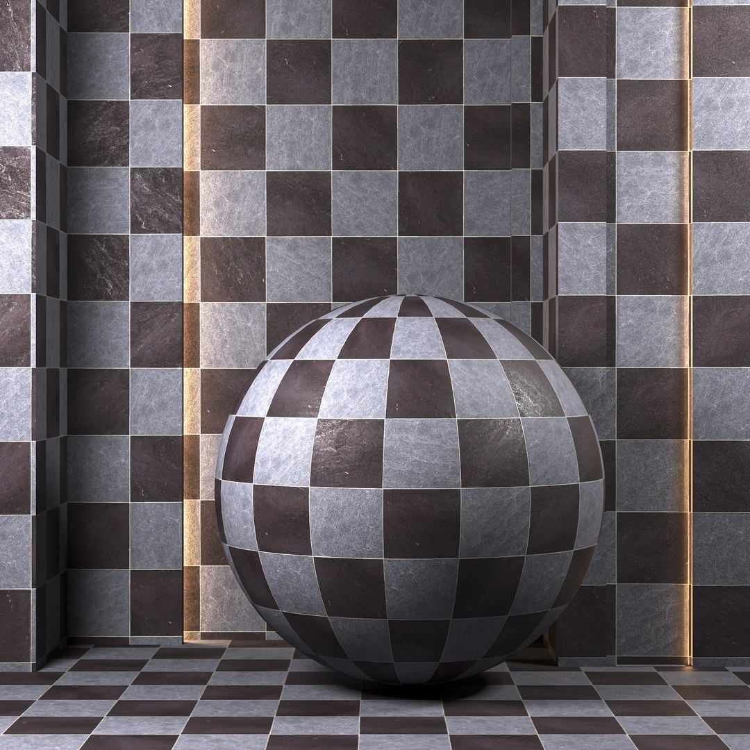 3D Checkered Floor Tile - 4K Seamless PBR Set 01 - TurboSquid 2368369
