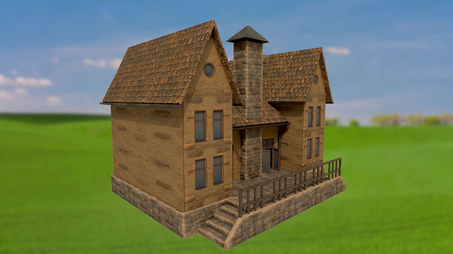 House Homestead Villa PBR Low-poly Game Ready Model - TurboSquid 2024865
