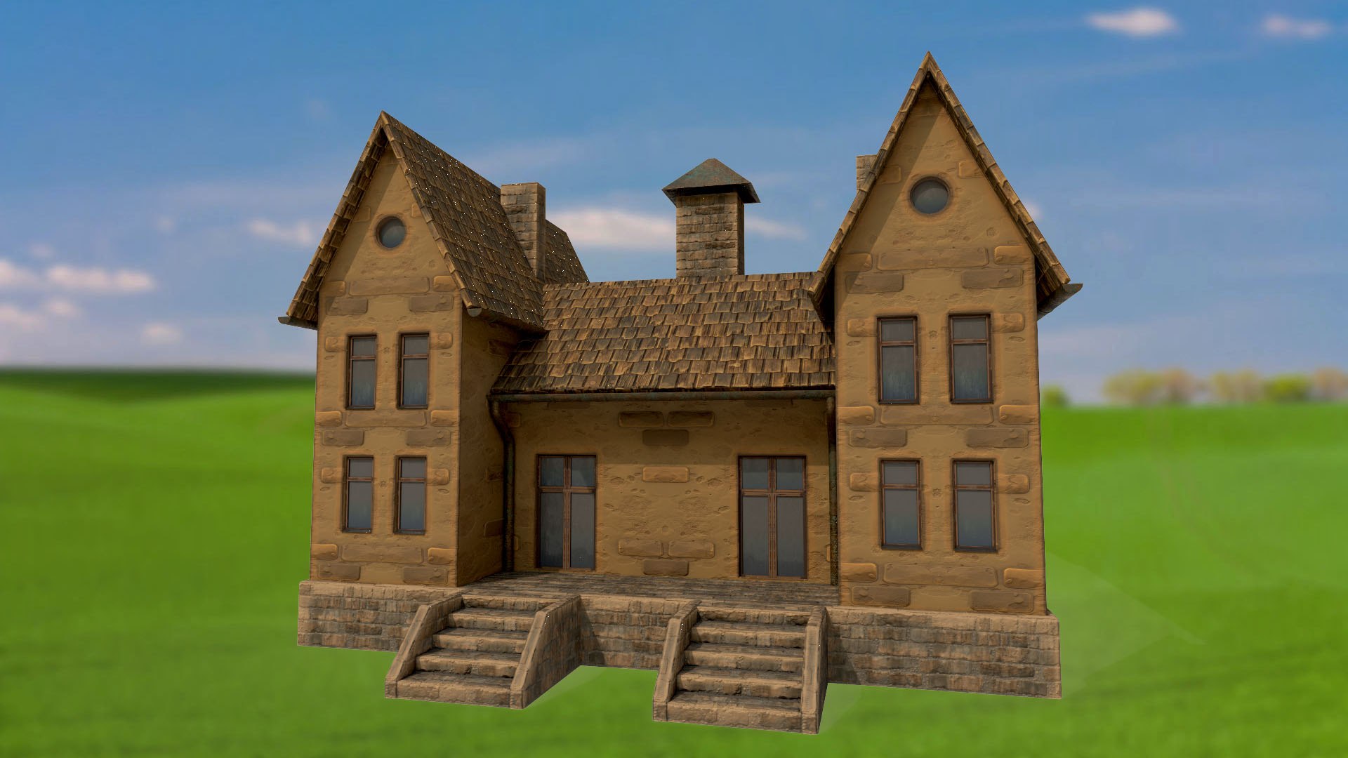 House Homestead Villa PBR Low-poly Game Ready Model - TurboSquid 2024865