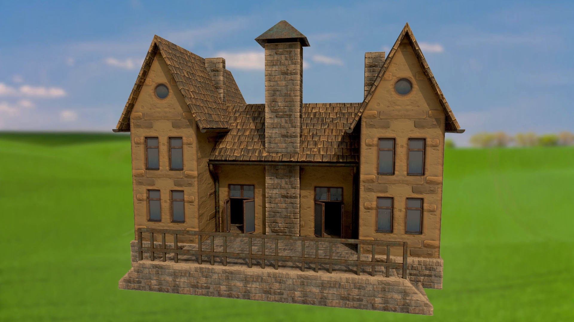 House Homestead Villa PBR Low-poly Game Ready Model - TurboSquid 2024865