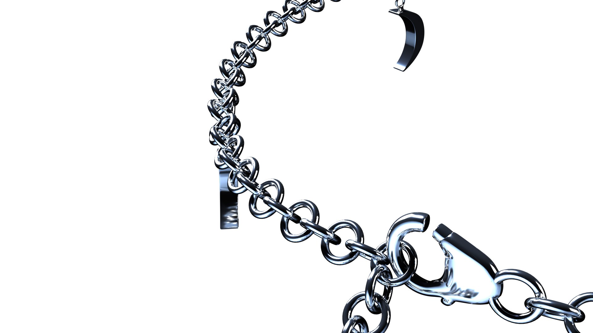 Silver Moon Sickle Charm Bracelet 3D - TurboSquid 1782085