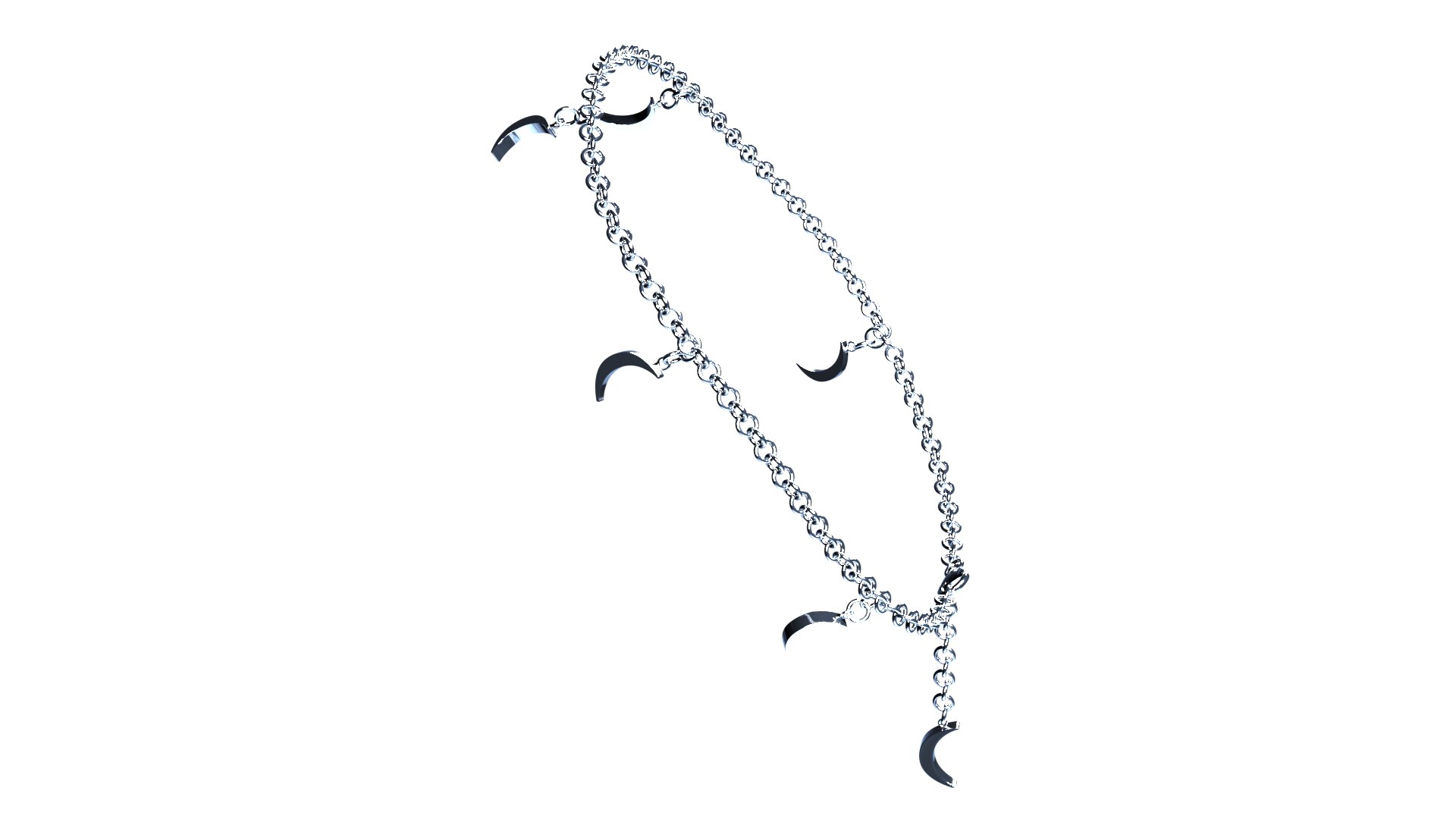 Silver Moon Sickle Charm Bracelet 3D - TurboSquid 1782085