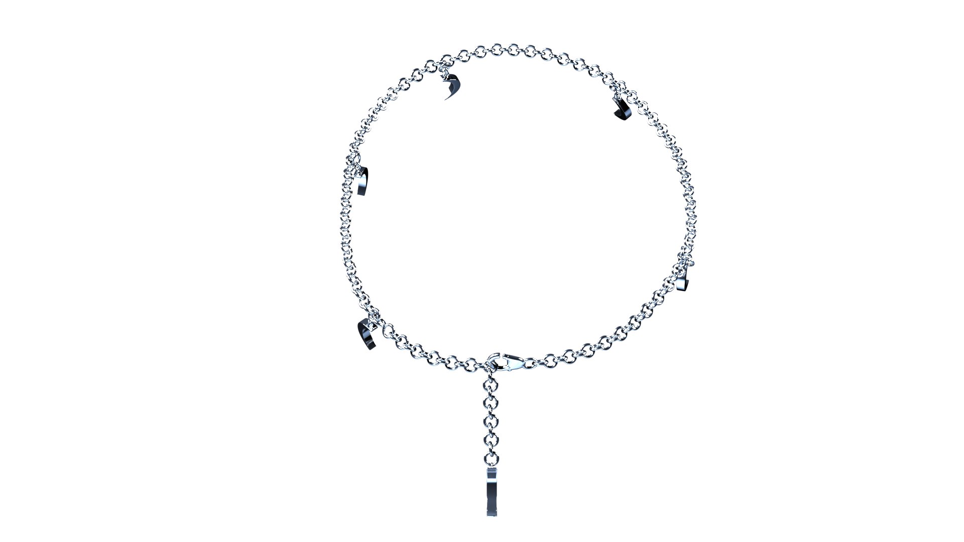 Silver Moon Sickle Charm Bracelet 3D - TurboSquid 1782085