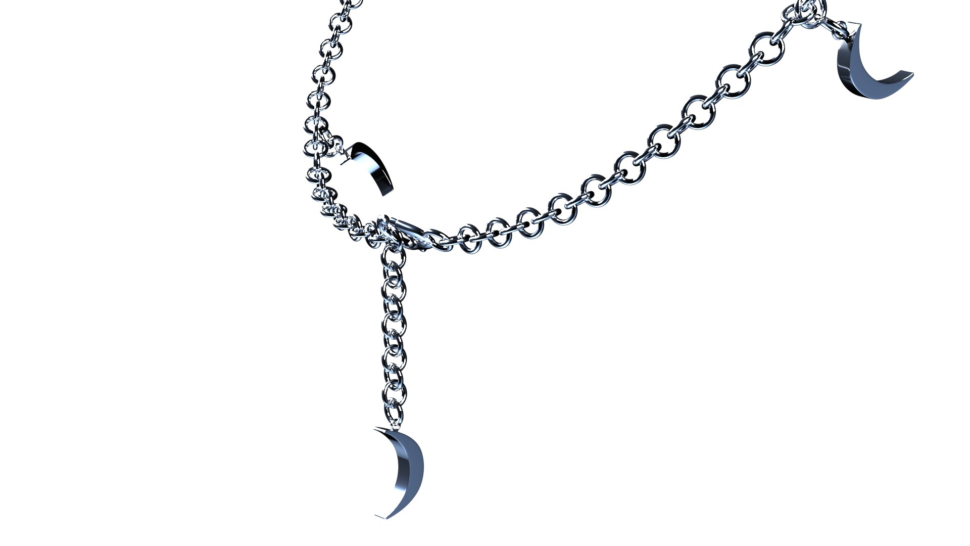 Silver Moon Sickle Charm Bracelet 3D - TurboSquid 1782085
