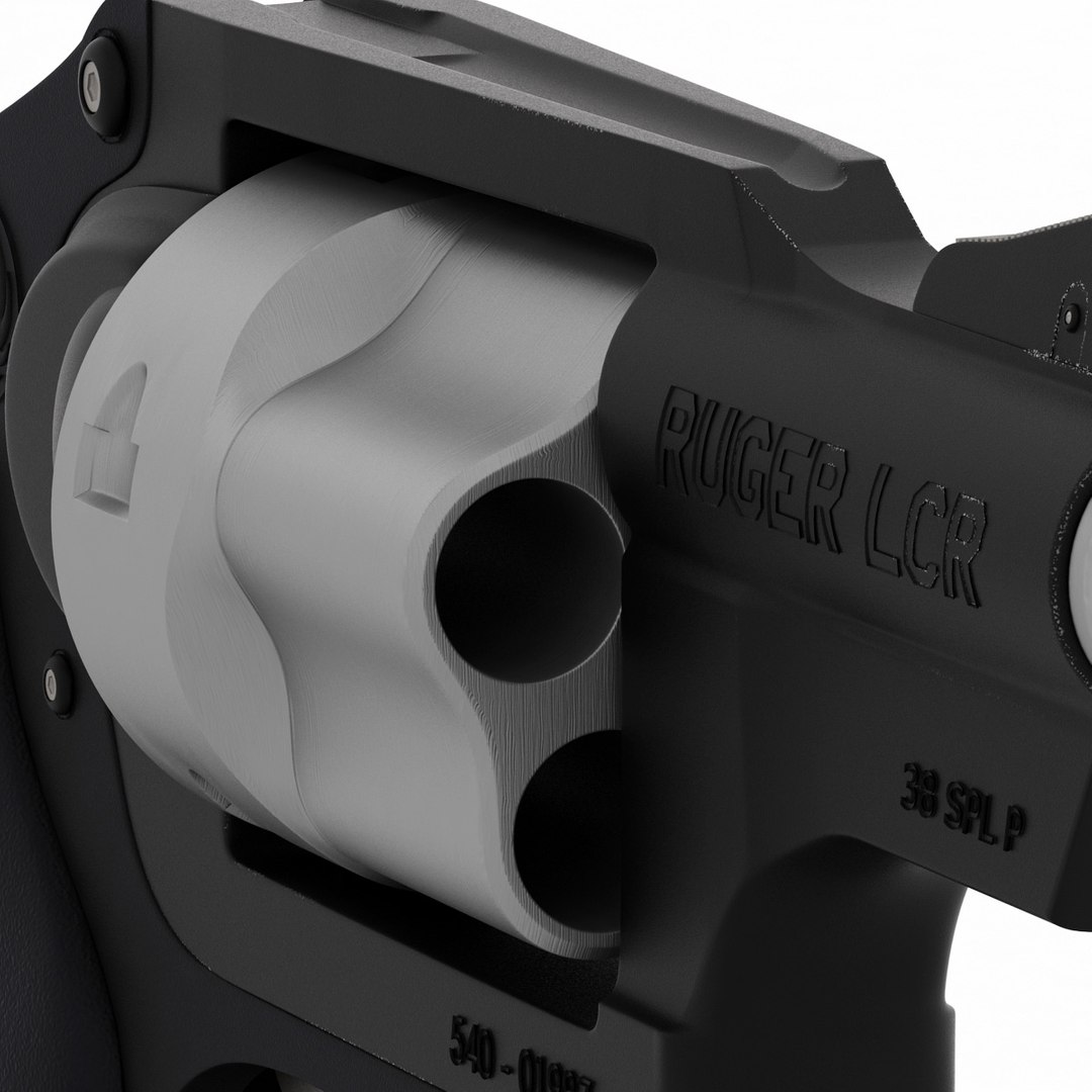realistic revolver ruger lcr 3d model