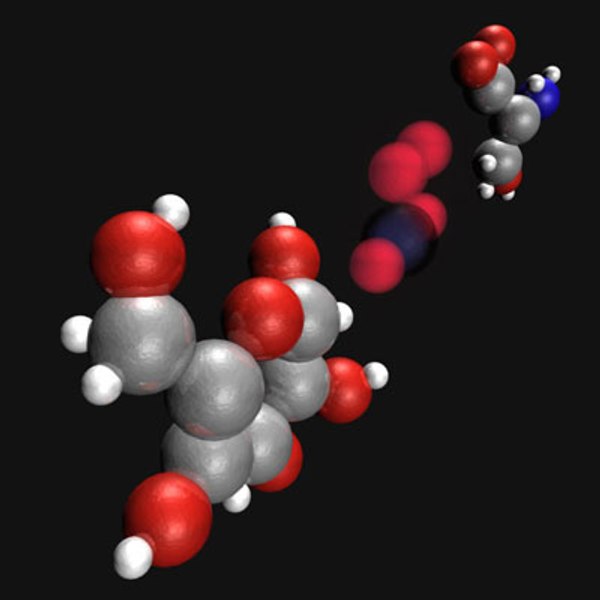 3d model of molecules glucose oxygen