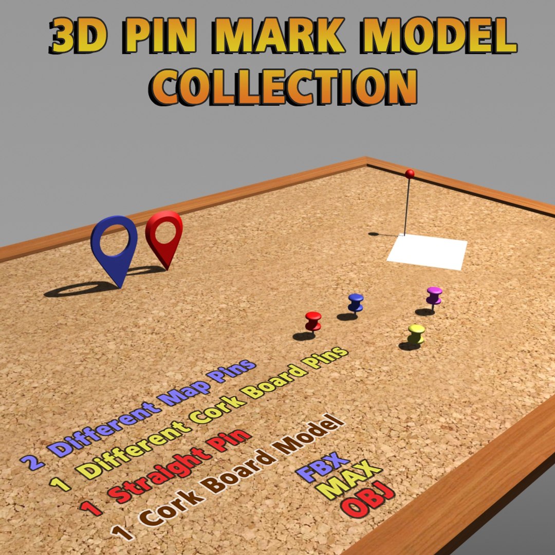 3d Model Modeled Pin Cork Board