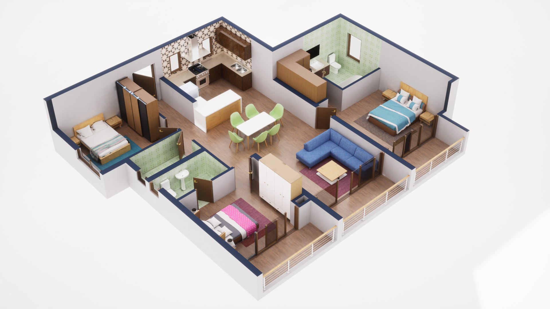 3D 3D Floor Plan Model 54 - TurboSquid 1972968