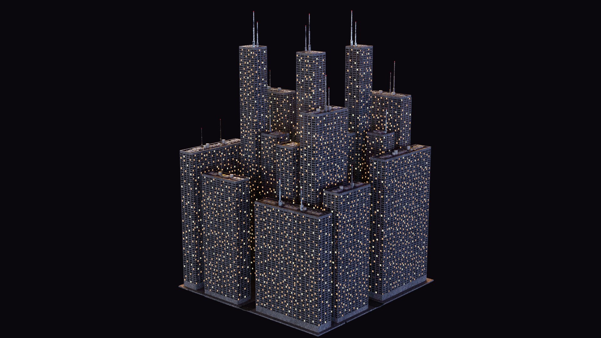 Futuristic skyscrapers blocks cityscapes 3D model - TurboSquid 1700014