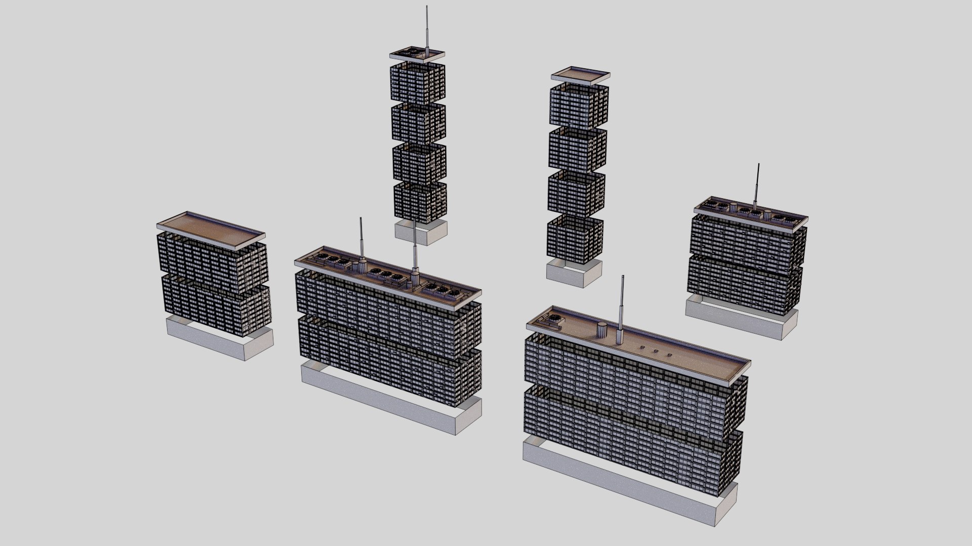 Futuristic skyscrapers blocks cityscapes 3D model - TurboSquid 1700014