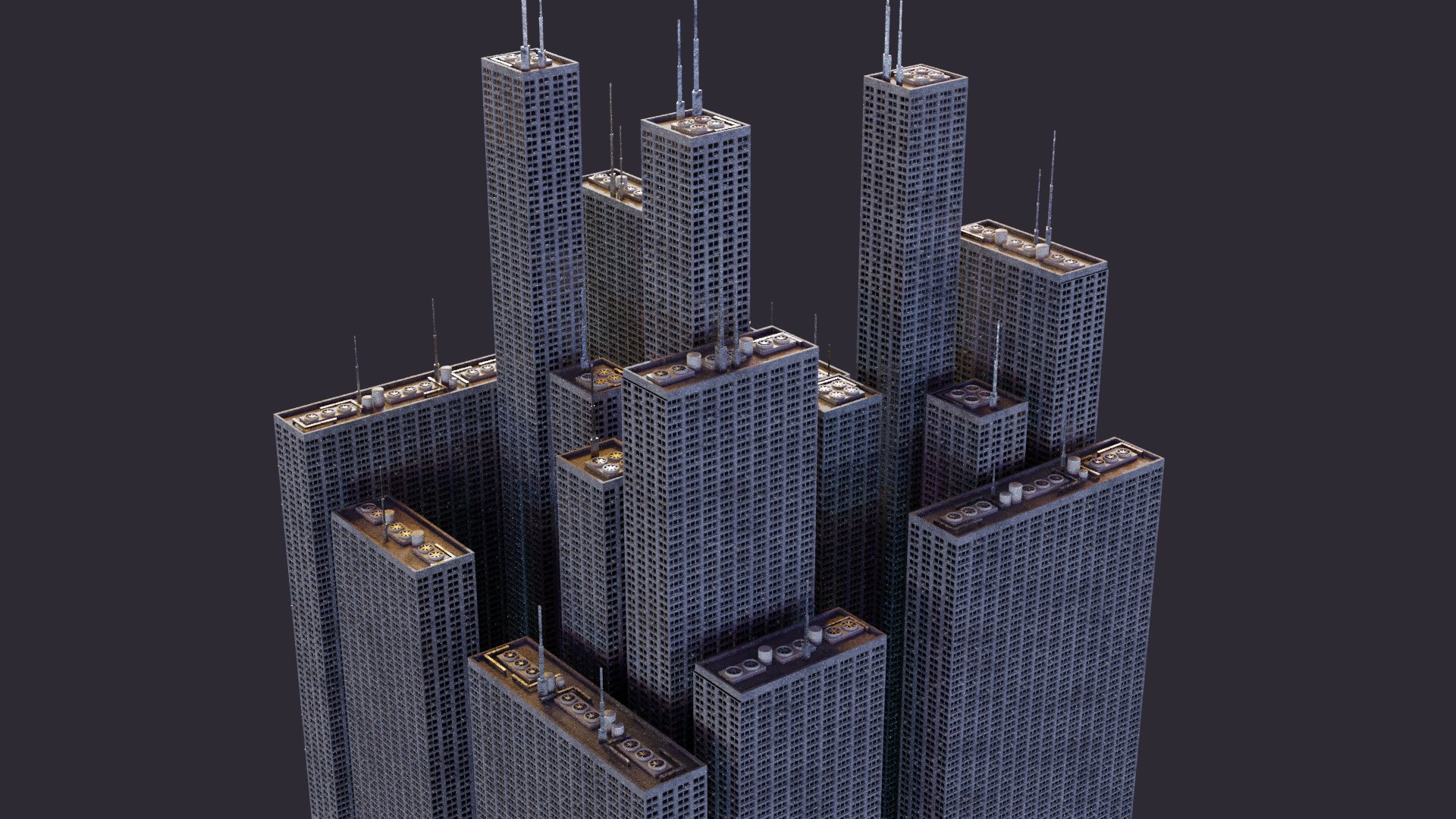 Futuristic skyscrapers blocks cityscapes 3D model - TurboSquid 1700014
