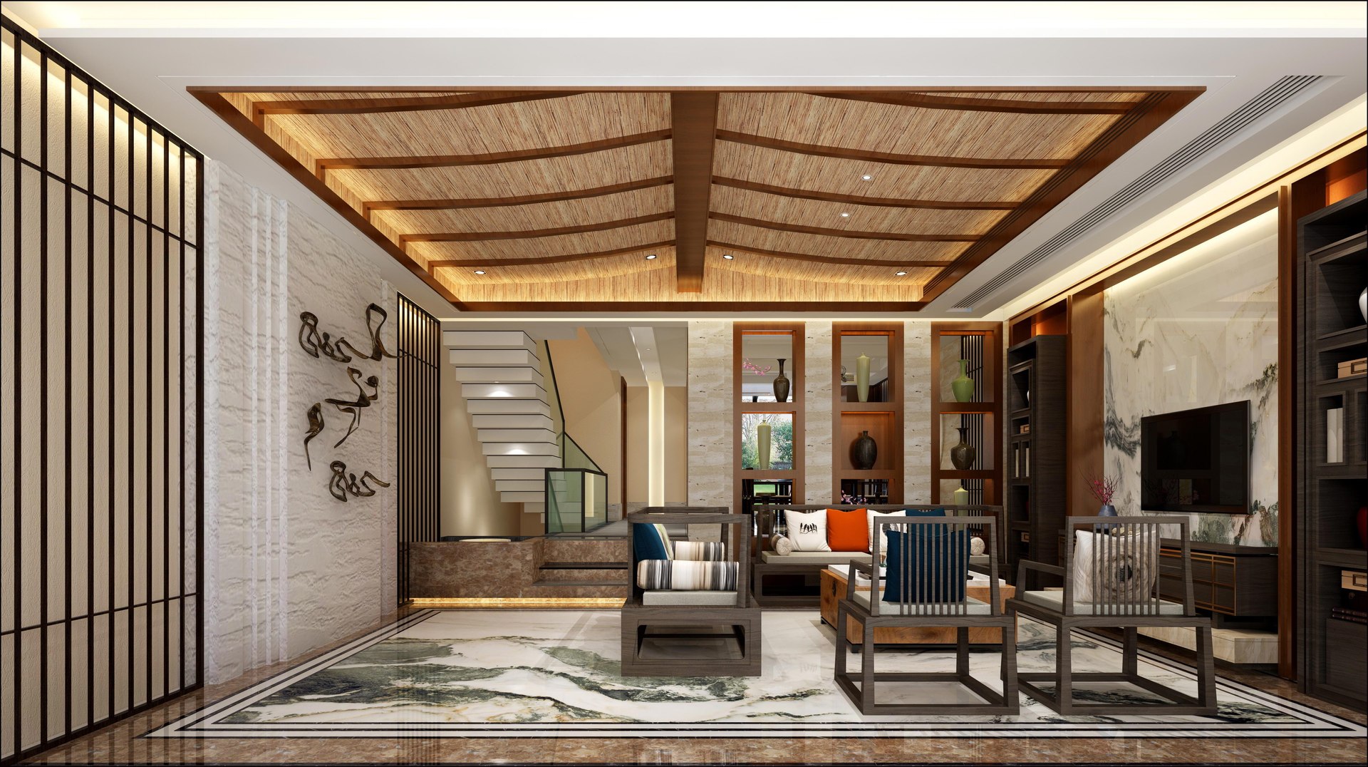 3D New Chinese Style Living Room Model - TurboSquid 2024703