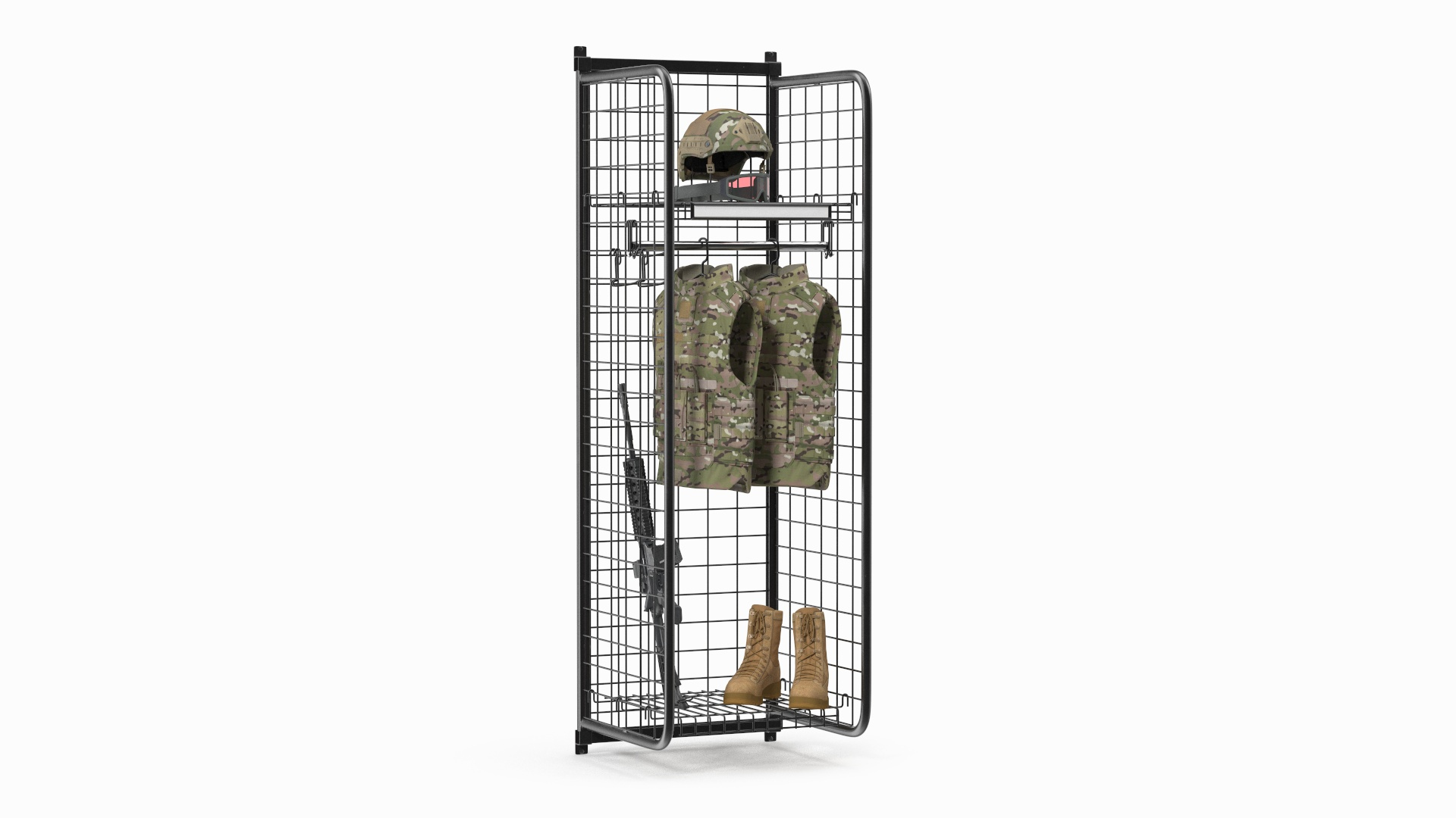 3D Military Wall Locker With Gear Model - TurboSquid 2387149