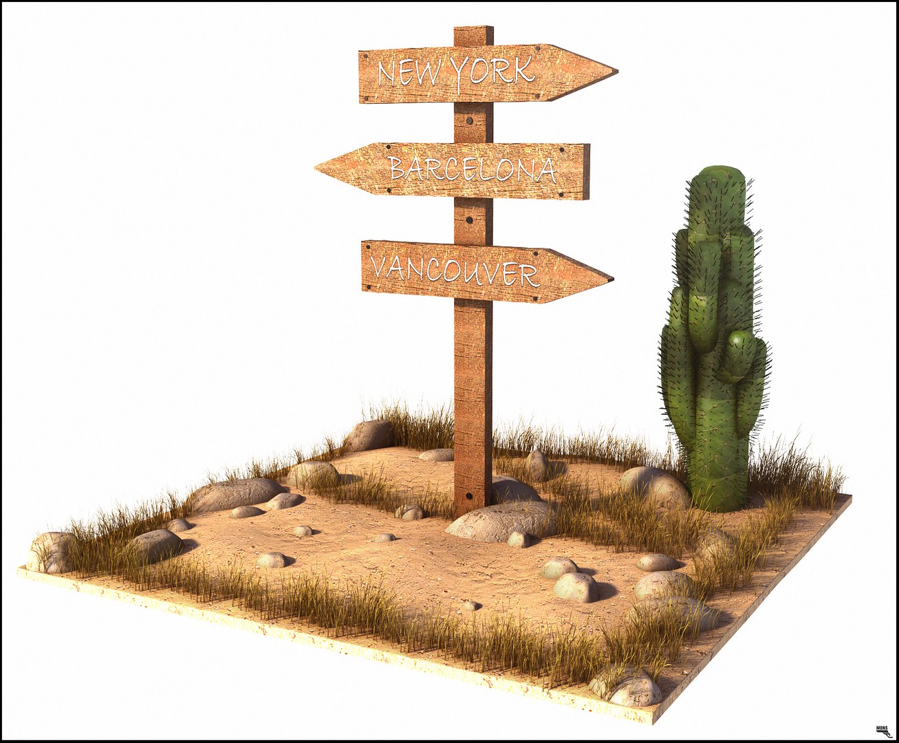 3D Model Sign Old Direction - TurboSquid 1182726