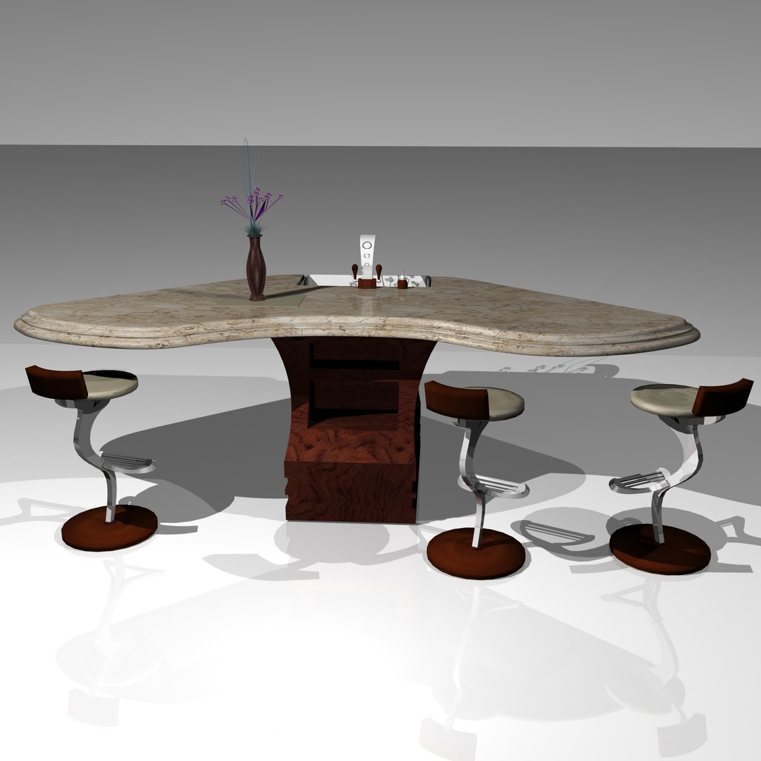 3d Modern Kitchen Island Corner
