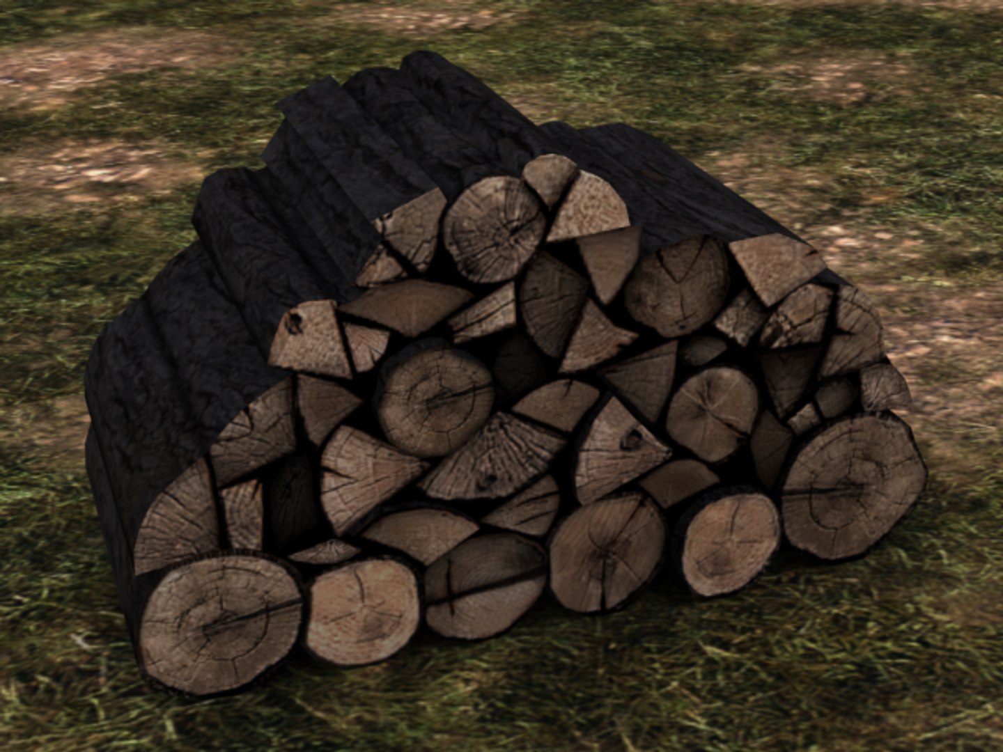 Firewood Pile Polygons 3d Model