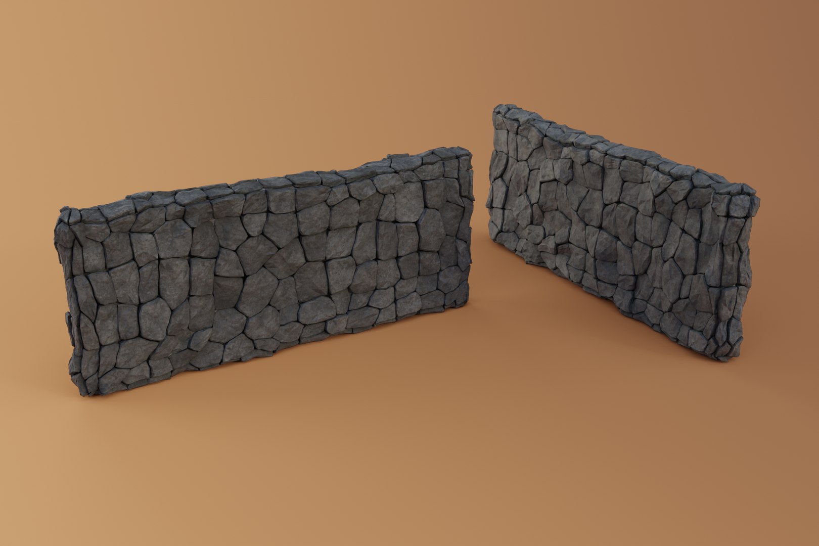 3D Model Stone Wall Building Set - TurboSquid 1888743
