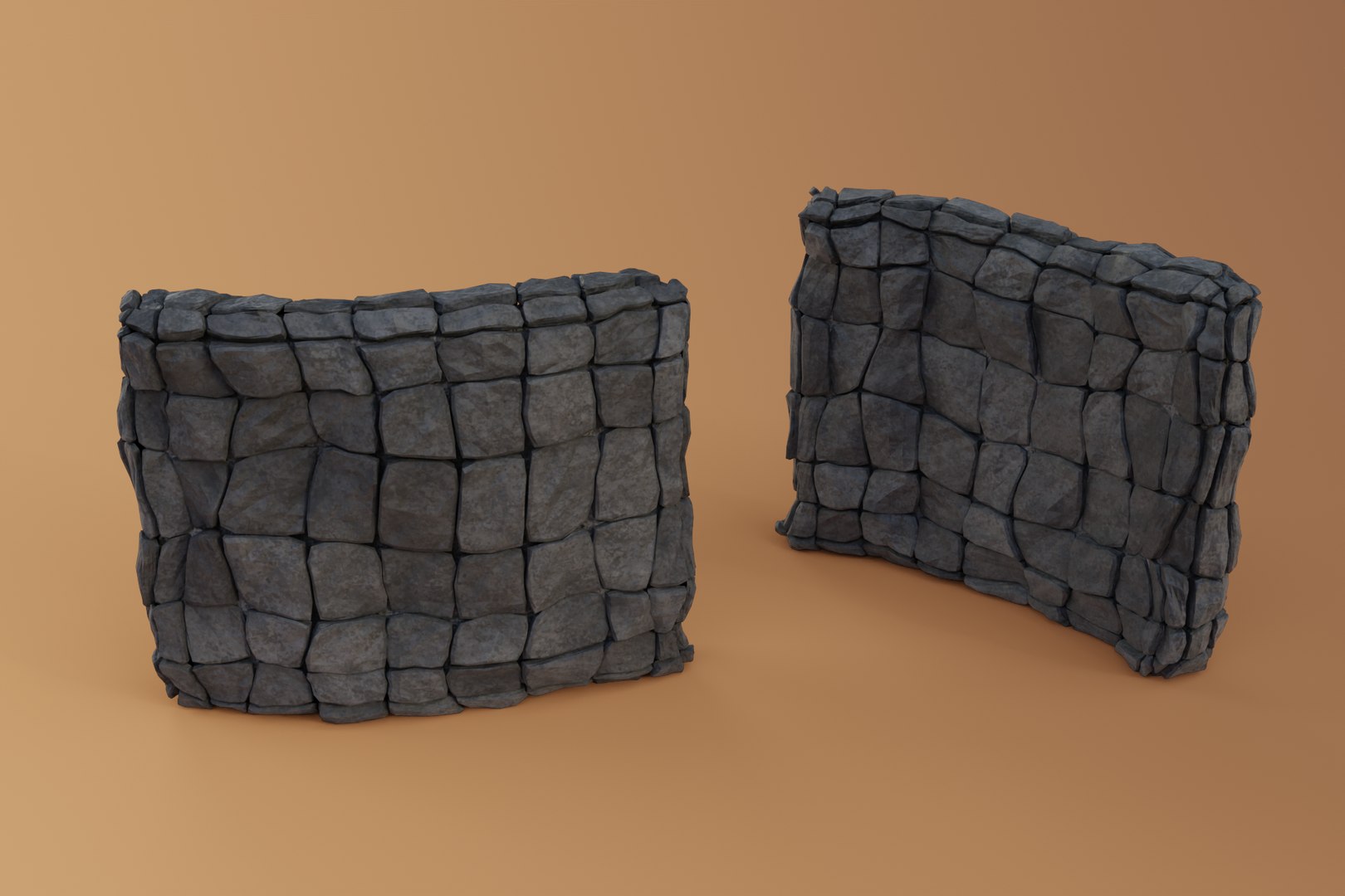 3D Model Stone Wall Building Set - TurboSquid 1888743