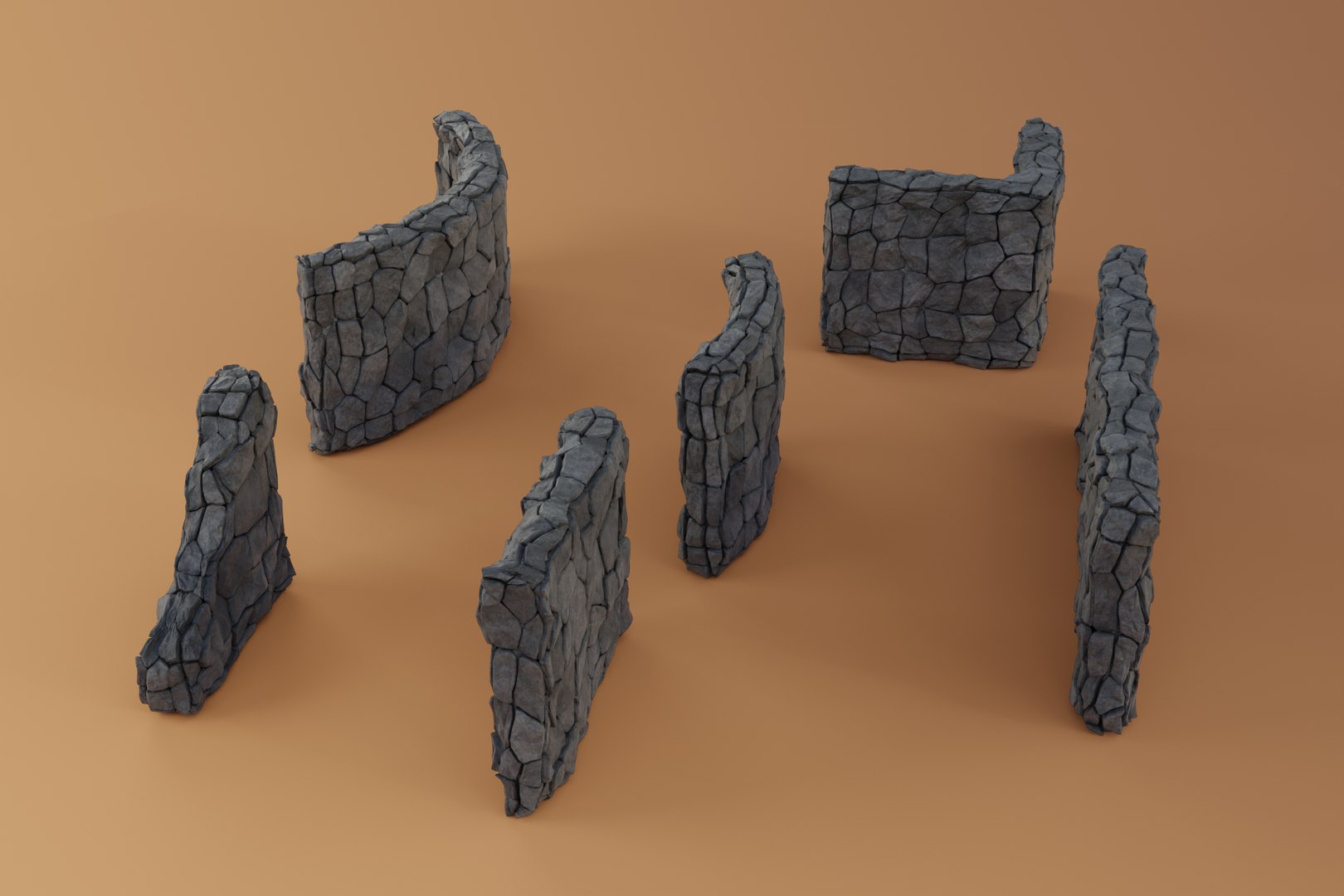 3D Model Stone Wall Building Set - TurboSquid 1888743