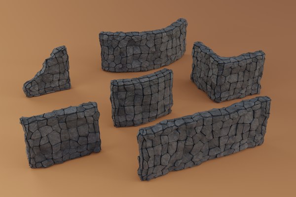 3D model Stone Wall Building Set - TurboSquid 1888743